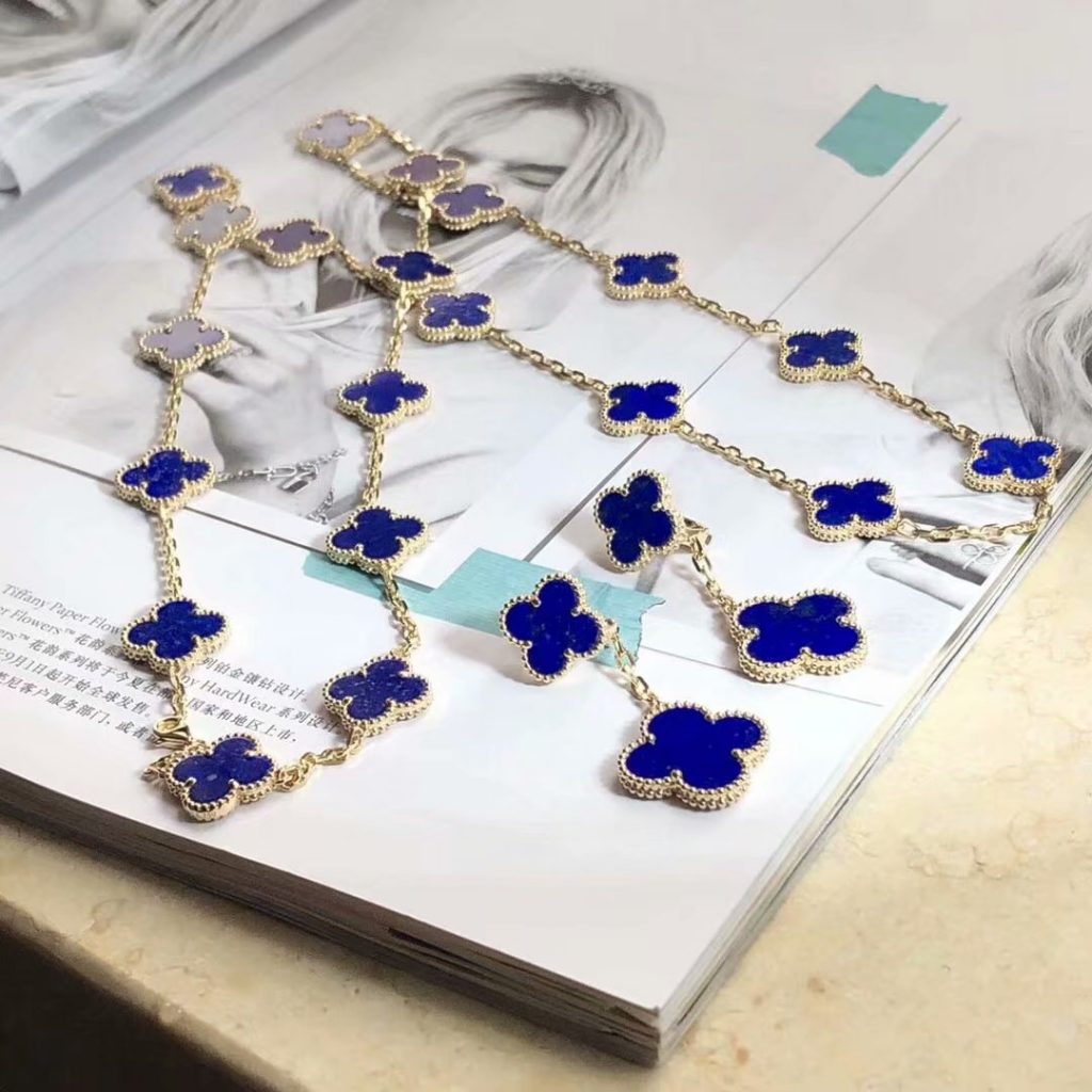 Van Cleef Vintage Alhambra Long Necklace, 20 Motifs, Lapis Lazuli | Top ...